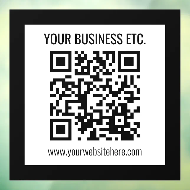 Your Business Name & Editable QR Code Window Cling | Zazzle