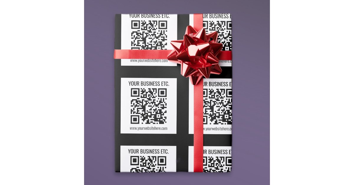 Your Business Name & Editable QR Code Wrapping Paper | Zazzle