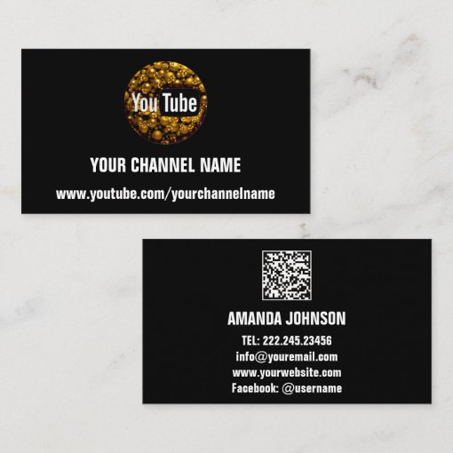 YOUR CHANNEL NAME YOUTUBER SUSCRIBE GOLDEN BUSINESS CARD | Zazzle