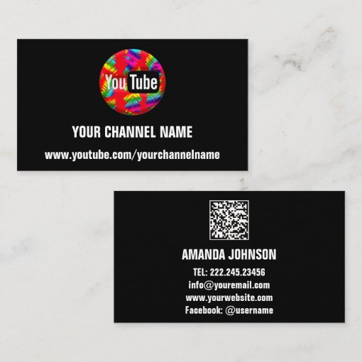 YOUR CHANNEL NAME YOUTUBER SUSCRIBE RAINBOW BUSINESS CARD | Zazzle