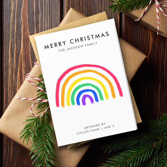 Your Child's Own Artwork | Kids Drawing Christmas Holiday Card | Zazzle