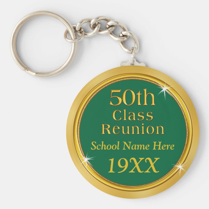 Your COLORS and TEXT 50th Class Reunion Favors Keychain | Zazzle.com