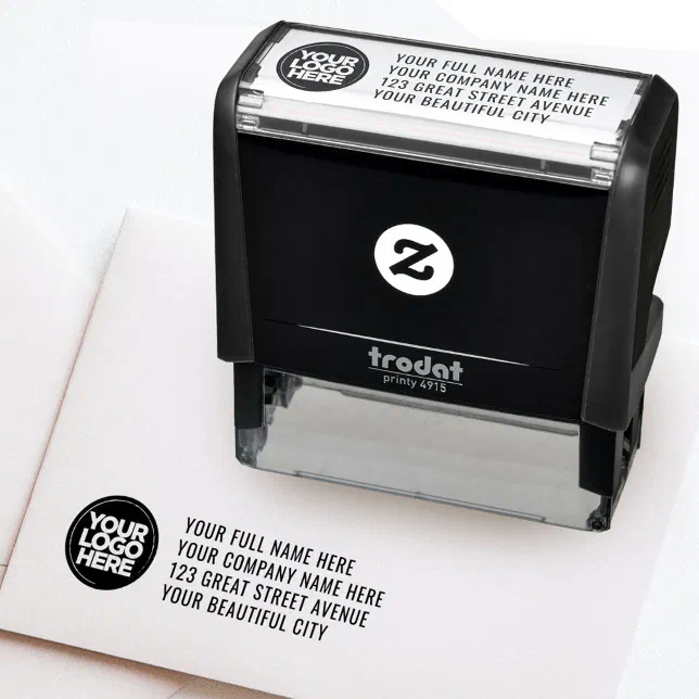 Your Company Logo Address Self-inking Stamp | Zazzle
