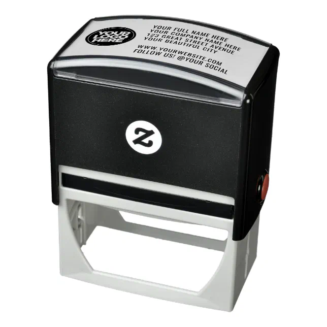 Your Company Logo Address Website Social Large Self-inking Stamp | Zazzle