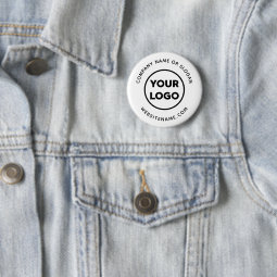 Your Company Logo and Text Corporate Swag Button | Zazzle