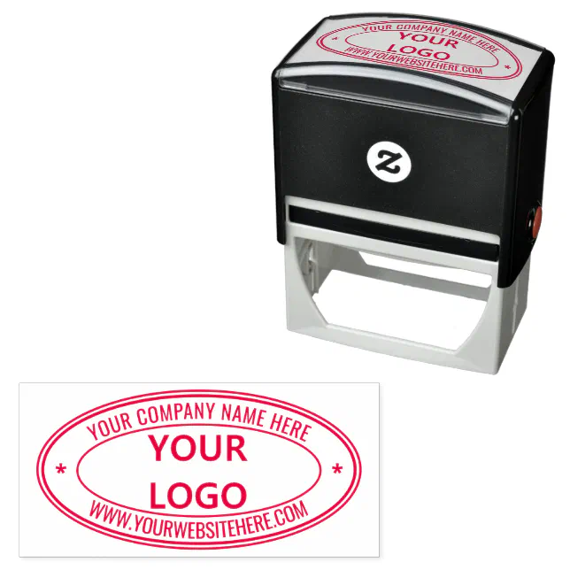 Your Company Logo and Text Oval Self-inking Stamp | Zazzle