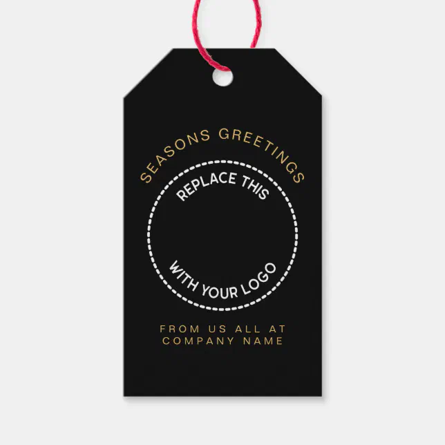 Your Company Logo Business Name Corporate Black Gift Tags | Zazzle