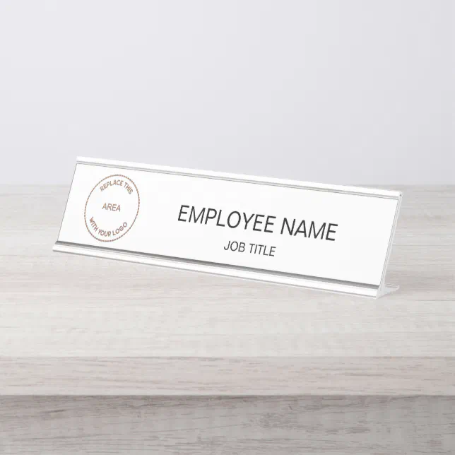 Your Company Logo Employee Name Job Title Desk Name Plate | Zazzle