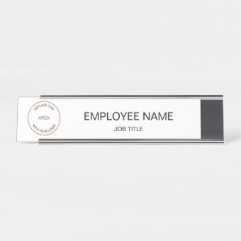 Your Company Logo Employee Name Job Title Desk Name Plate | Zazzle