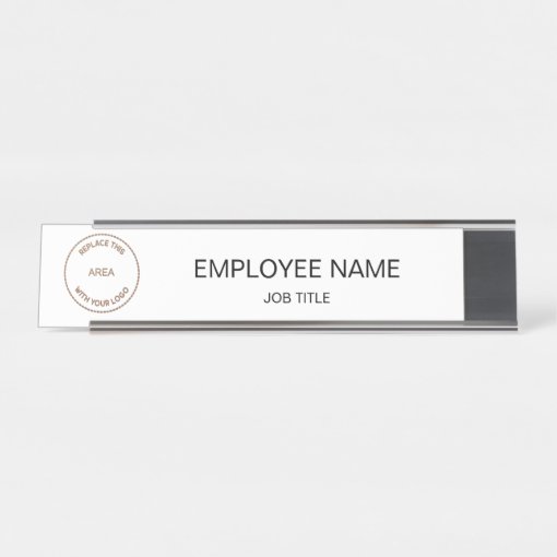 Your Company Logo Employee Name Job Title Desk Name Plate | Zazzle
