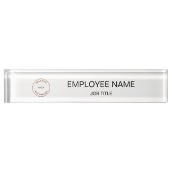 Your Company Logo Employee Name Job Title Desk Name Plate | Zazzle