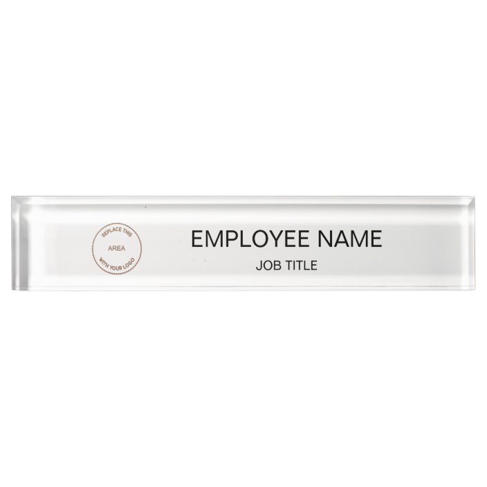 Your Company Logo Employee Name Job Title Desk Name Plate | Zazzle.com