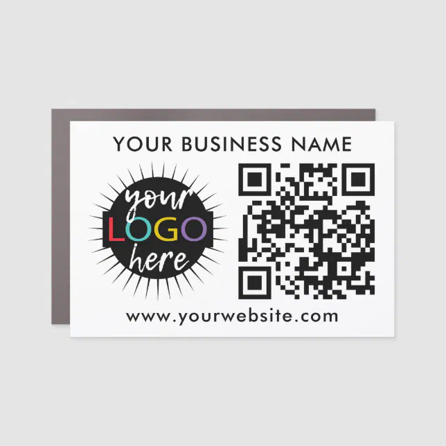 Your Company Logo & QR Code Business Promotional Car Magnet | Zazzle