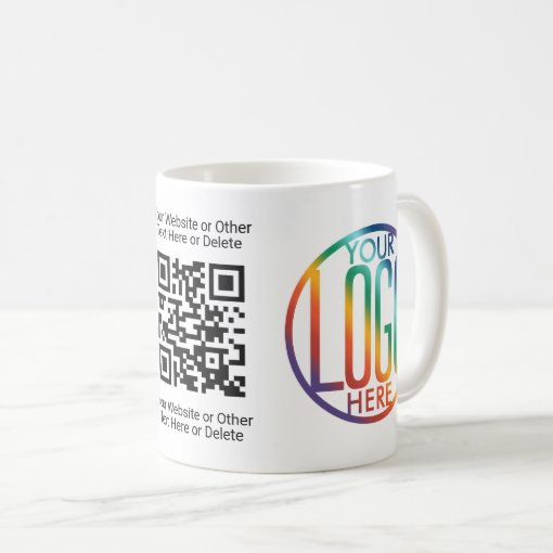 Your Company Logo & QR Code Corporate Promotional Coffee Mug | Zazzle