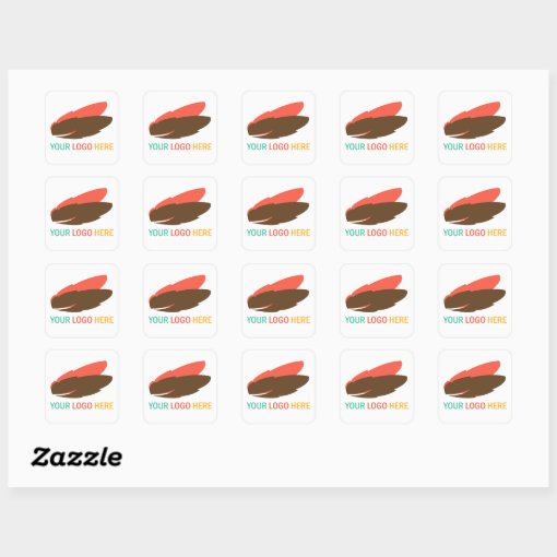 Your company or business logo square promotional square sticker | Zazzle
