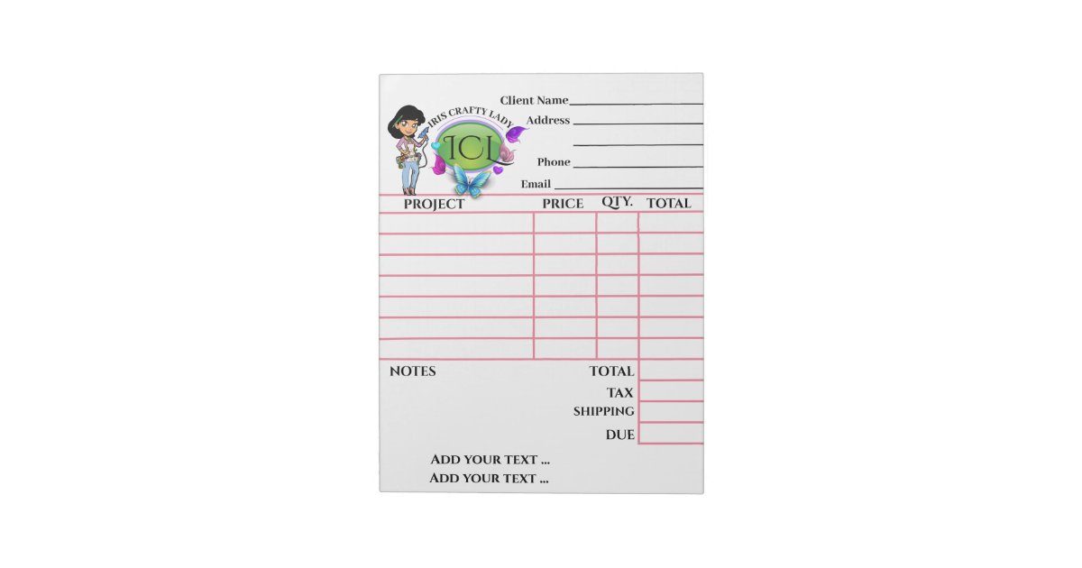 Your Crafty Invoice Notepad | Zazzle