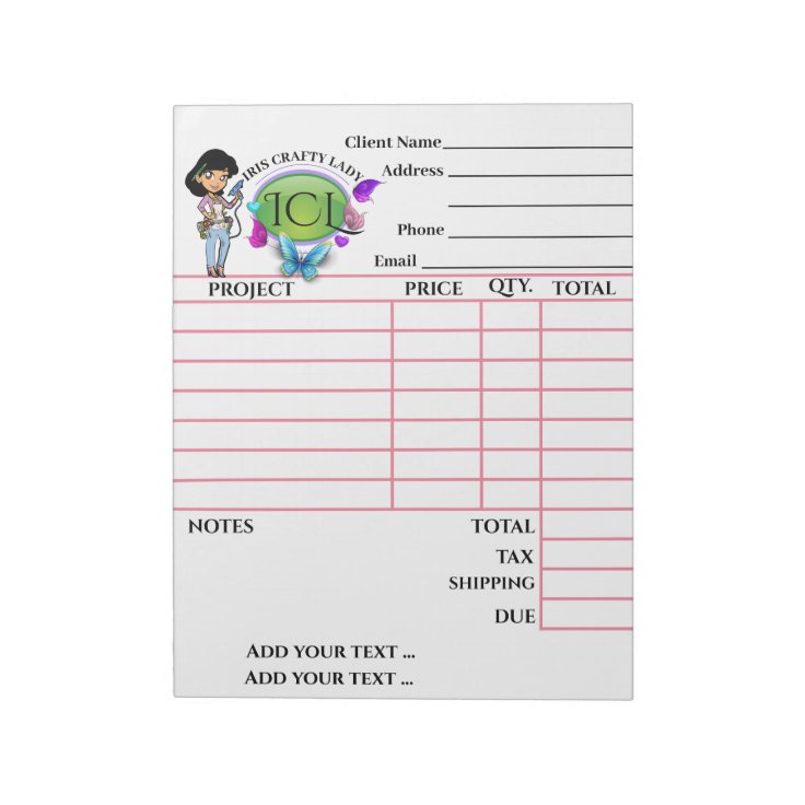 Your Crafty Invoice Notepad | Zazzle
