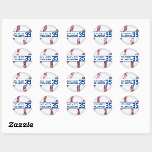 Your Custom Baseball Jersey Number Classic Round Sticker | Zazzle