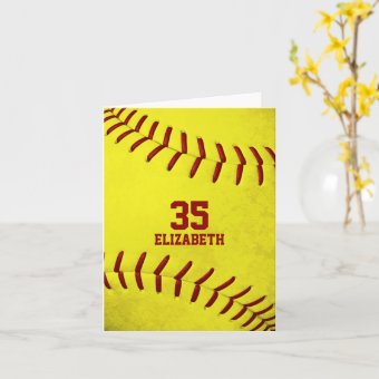 your custom message simple softball greeting card | Zazzle