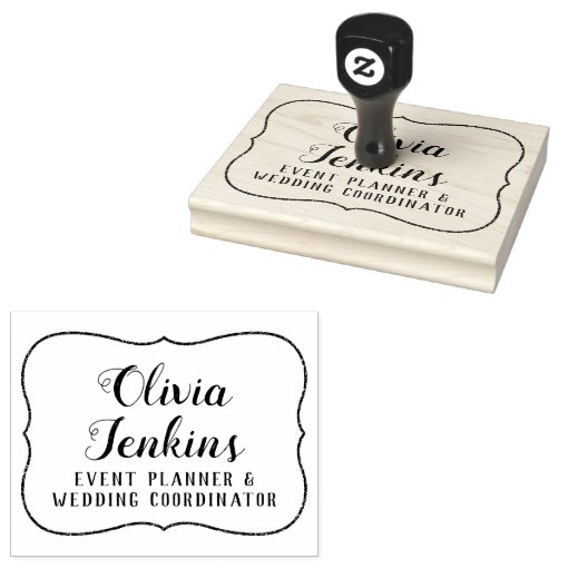 Your Custom Name and Shop Business Bracket Frame Rubber Stamp | Zazzle