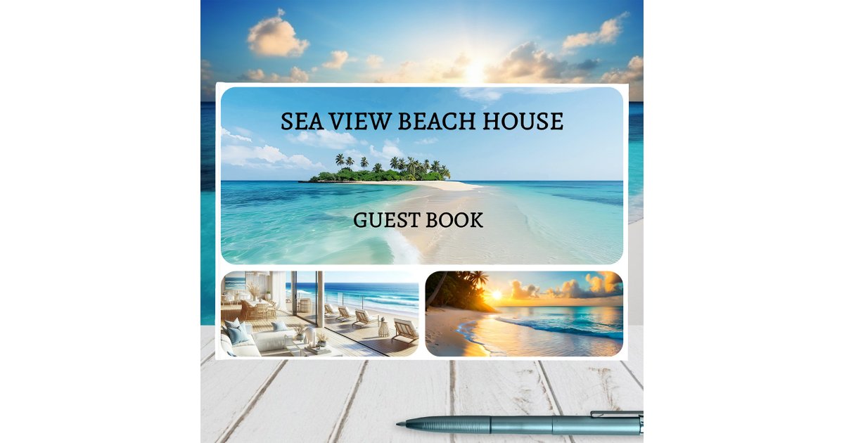 Your Custom Photo Collage Beach House Guest Book | Zazzle