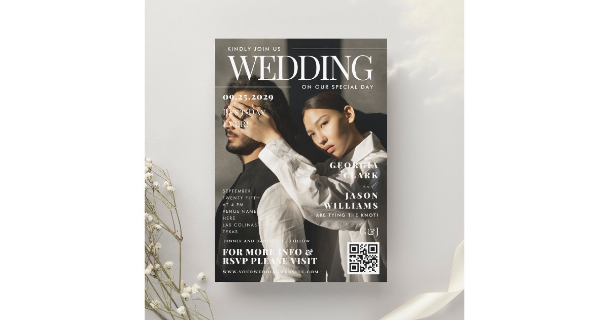 Your Custom Photo | Magazine Cover Unique Wedding Invitation | Zazzle