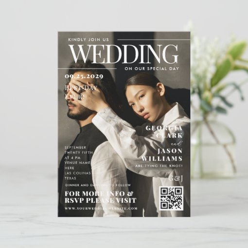 Your Custom Photo | Magazine Cover Unique Wedding Invitation | Zazzle