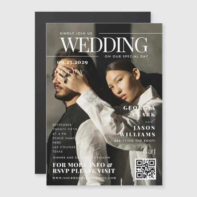 Your Custom Photo | Magazine Cover Unique Wedding Magnetic Invitation ...