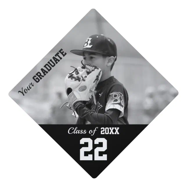 Your Custom Sports Photo & Jersey Number Graduation Cap Topper | Zazzle