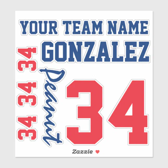 Your Custom Team Spirit Jersey Number Sticker | Zazzle