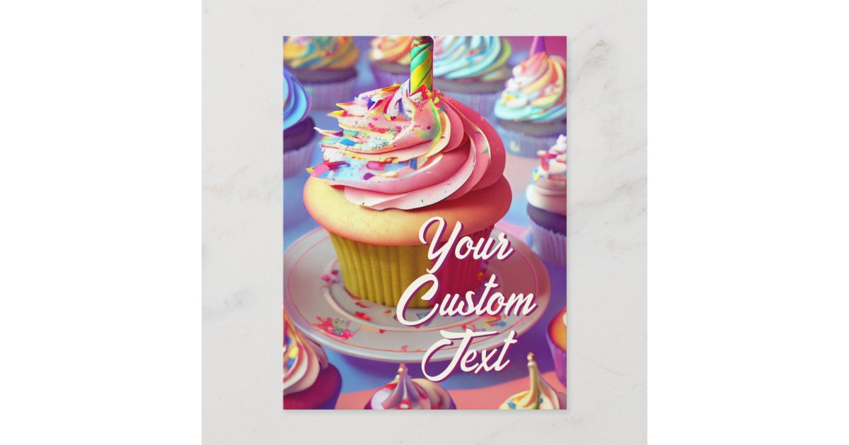 Your Custom Text Happy Birthday Cupcake Template | Zazzle