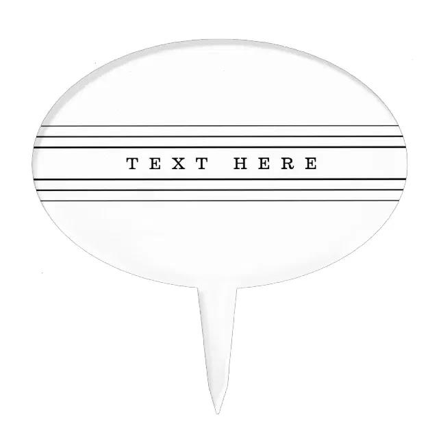 Your Custom Text & Modern Stripes | Black & White Cake Topper | Zazzle