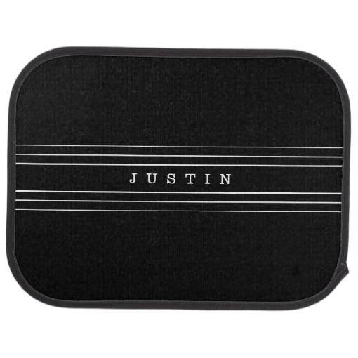 Your Custom Text & Modern Stripes | Black & White Car Floor Mat | Zazzle