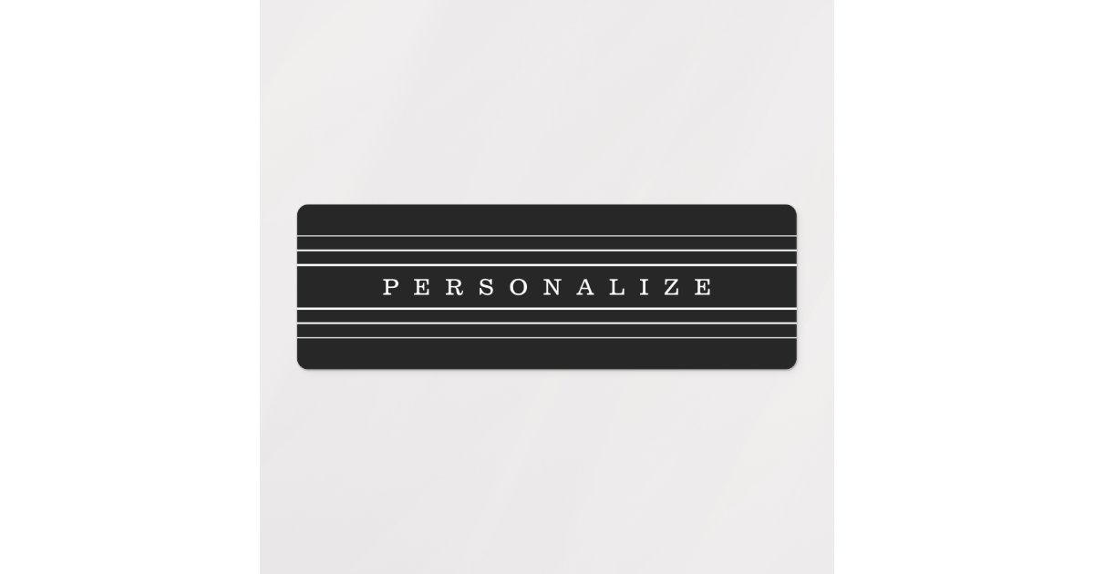 Your Custom Text & Modern Stripes | Black & White Labels | Zazzle
