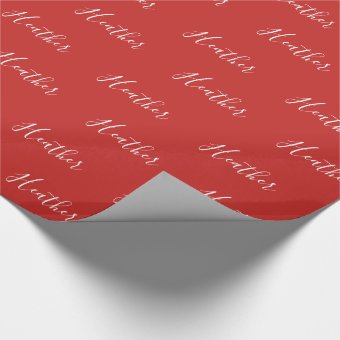 Your Custom White Script on Red #2 Wrapping Paper | Zazzle