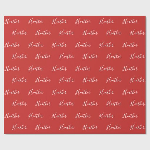 Your Custom White Script on Red #2 Wrapping Paper | Zazzle