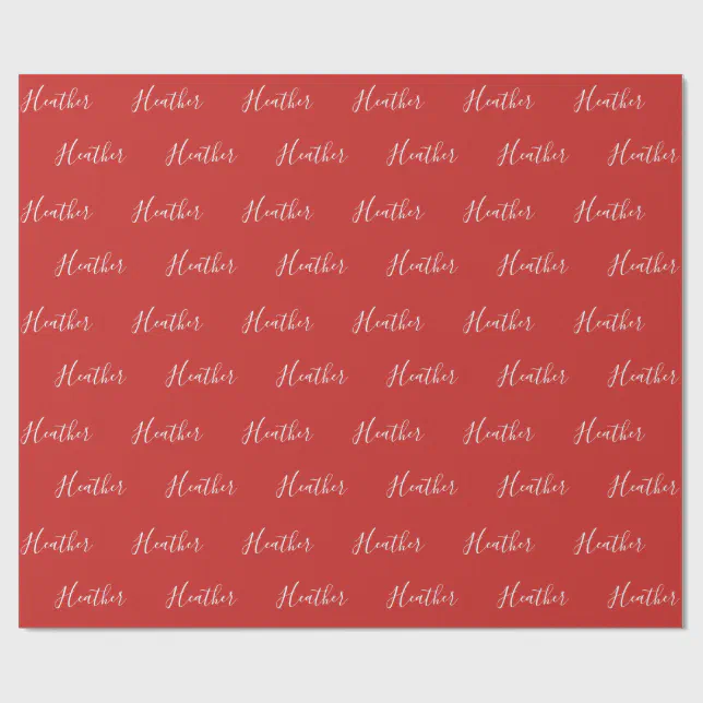 Your Custom White Script on Red #2 Wrapping Paper | Zazzle