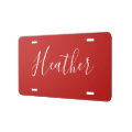 Your Custom White Script on Red License Plate | Zazzle