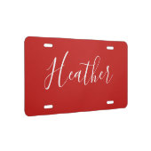 Your Custom White Script on Red License Plate | Zazzle