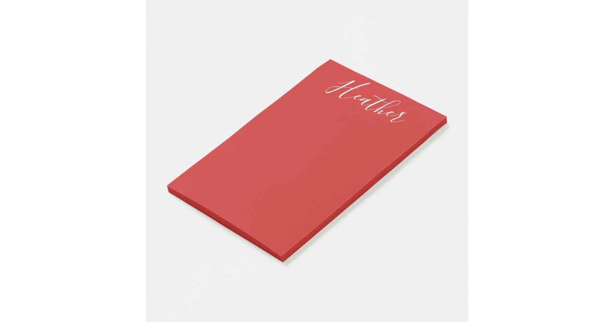 Your Custom White Script on Red Post-it Notes | Zazzle