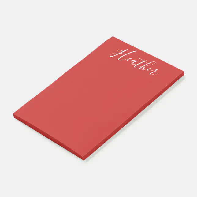 Your Custom White Script on Red Post-it Notes | Zazzle