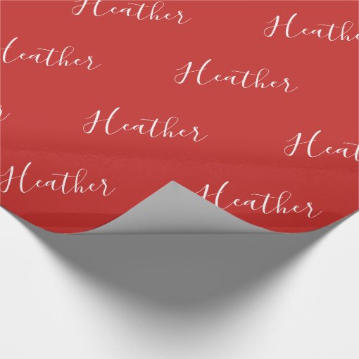 Your Custom White Script on Red Wrapping Paper | Zazzle