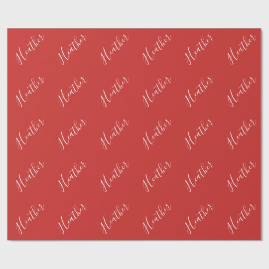 Your Custom White Script on Red Wrapping Paper | Zazzle.com