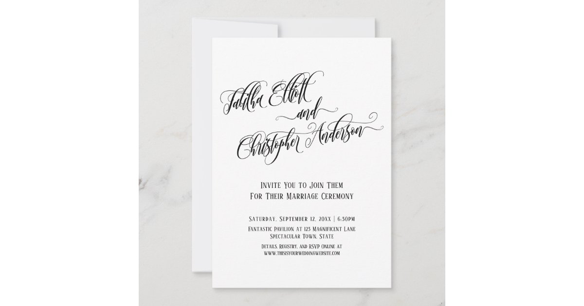Your Customized Names in Elaborate Script Wedding Invitation | Zazzle