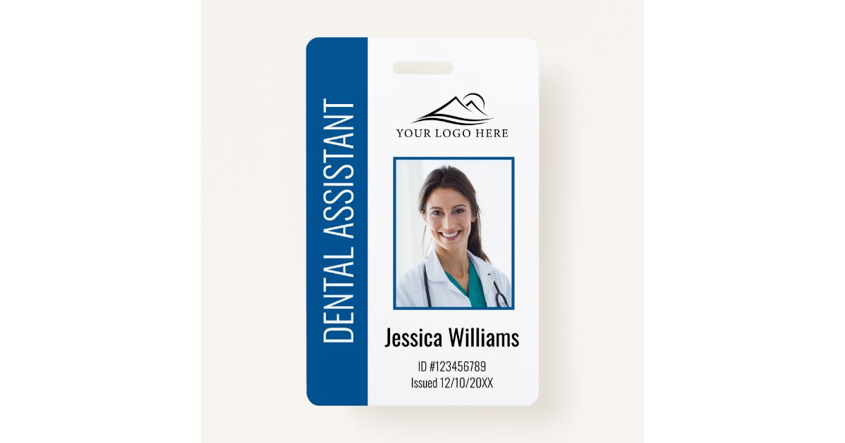 Your Dental Clinic Logo Dentist Employee Photo ID Badge | Zazzle.com