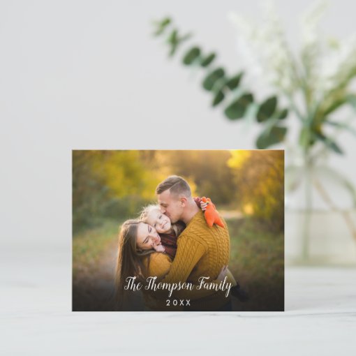 Your Favourite Family Photo Script Name Holiday Postcard | Zazzle