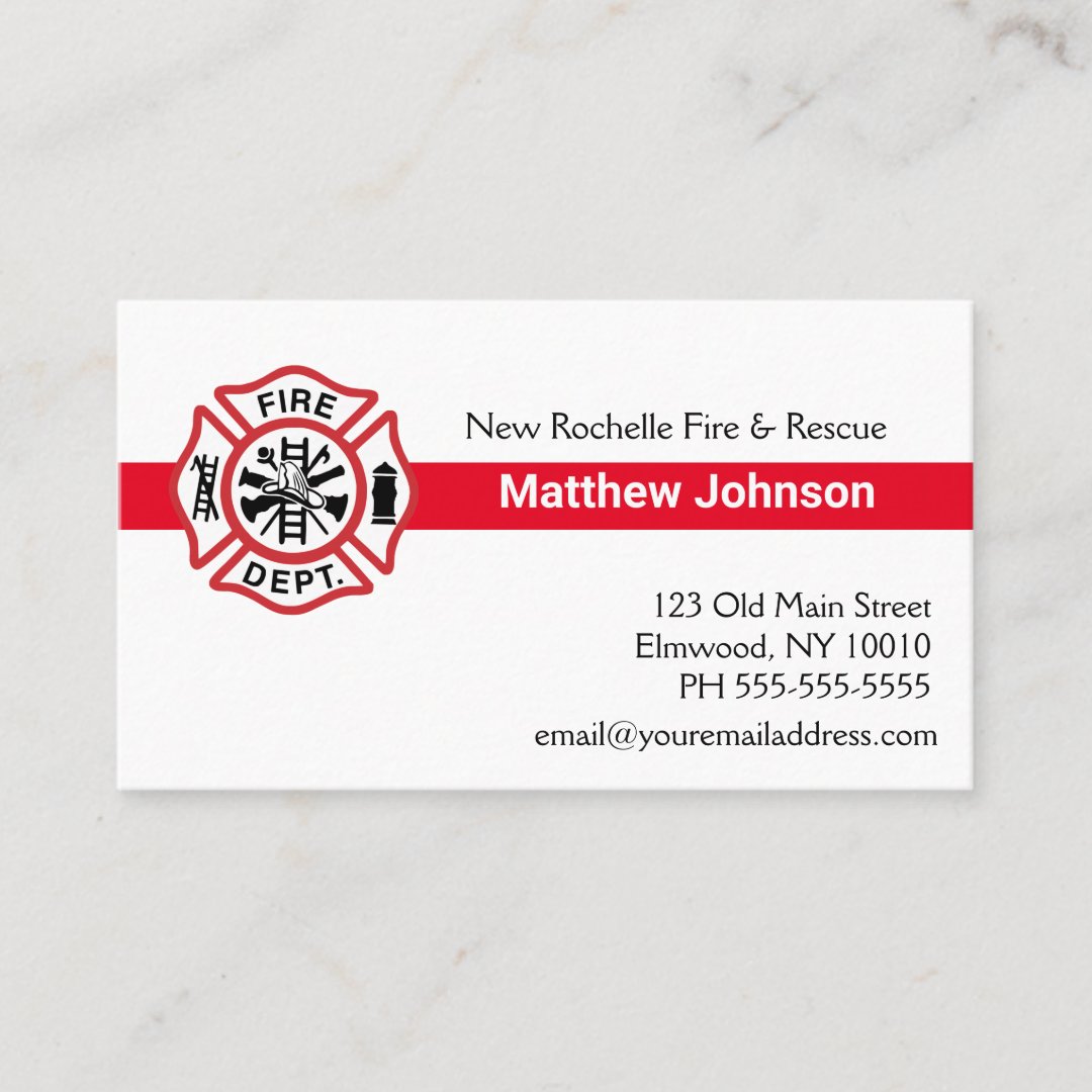 Your Firehouse Emblem Fire Department Firefighter Business Card | Zazzle