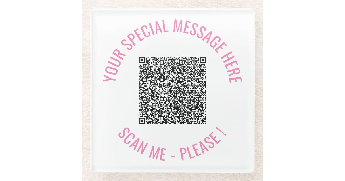 Your Funny QR Code and Text Glass Coaster Template | Zazzle