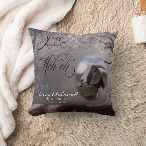 Your Goat Photo Sympathy You Had Me at Meh Throw Pillow | Zazzle