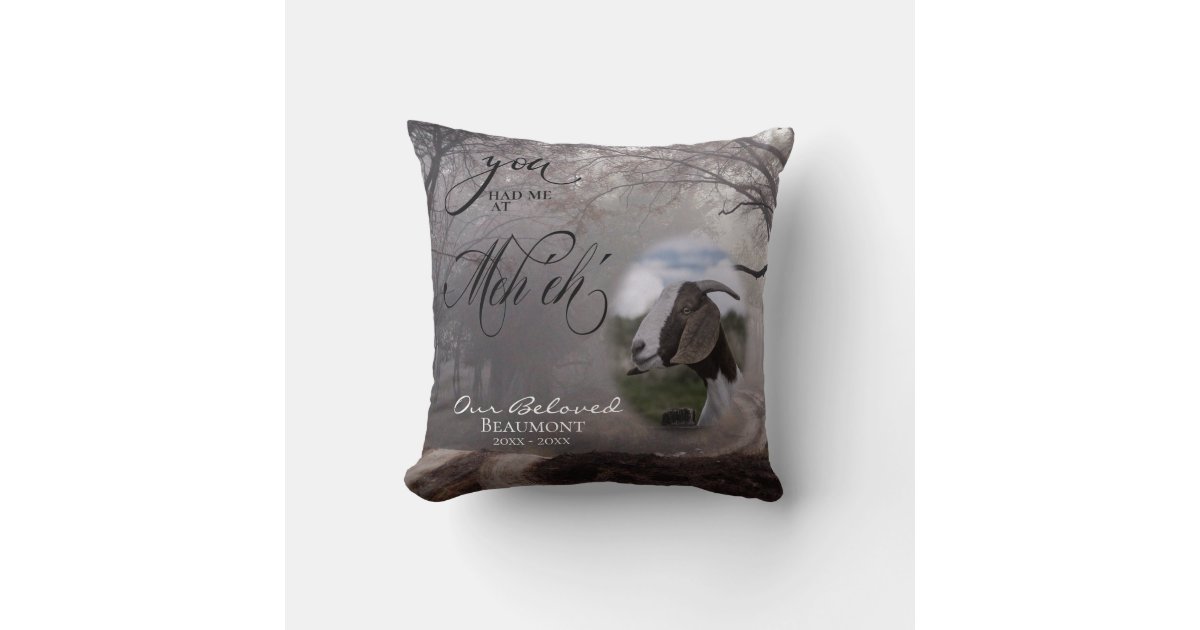 Your Goat Photo Sympathy You Had Me at Meh Throw Pillow | Zazzle